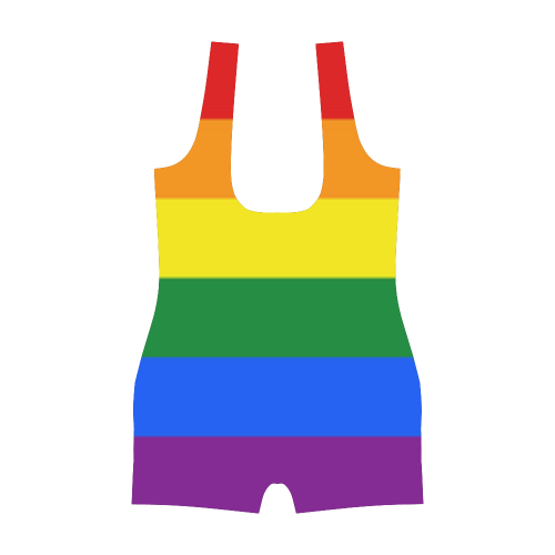 Gay Pride Rainbow Flag Stripes Classic One Piece Swimwear Model S03