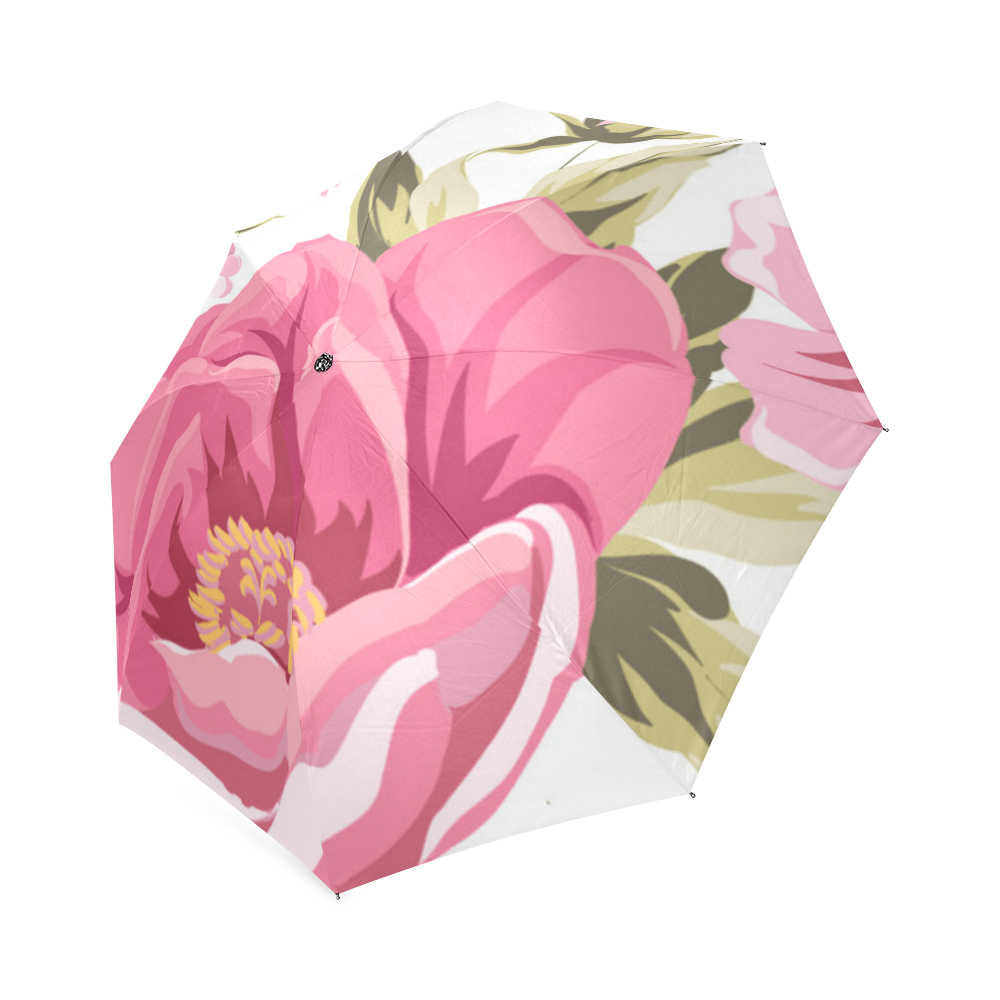 Beautiful Vintage Pink Floral Pattern Foldable Umbrella (Model U01 ...