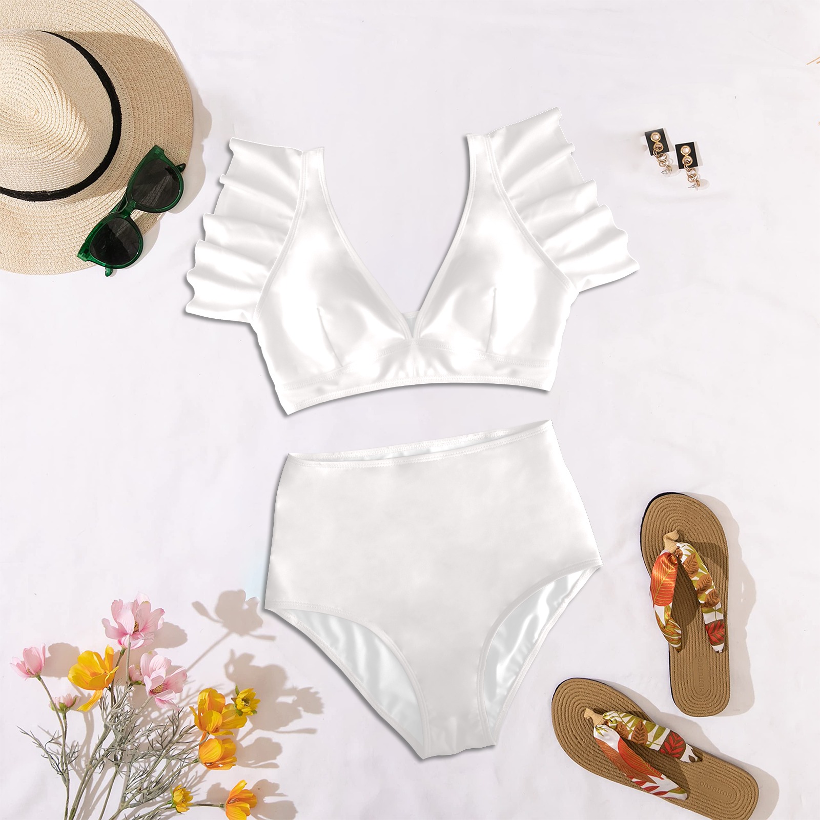 Women's Ruffle Sleeve Bikini Swimsuit (Model S42)