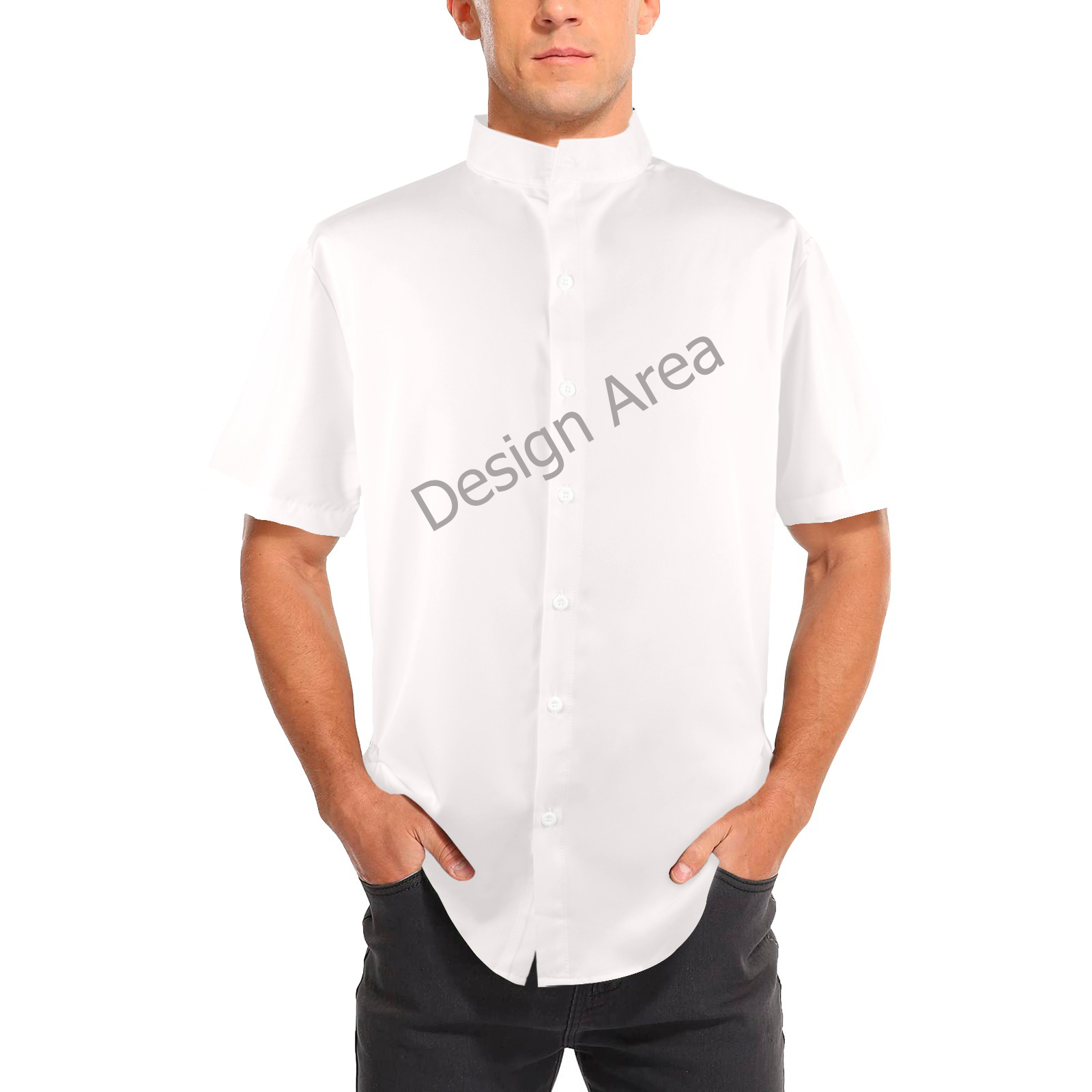 Men's Stand-Up Collar Short Sleeve Shirt
