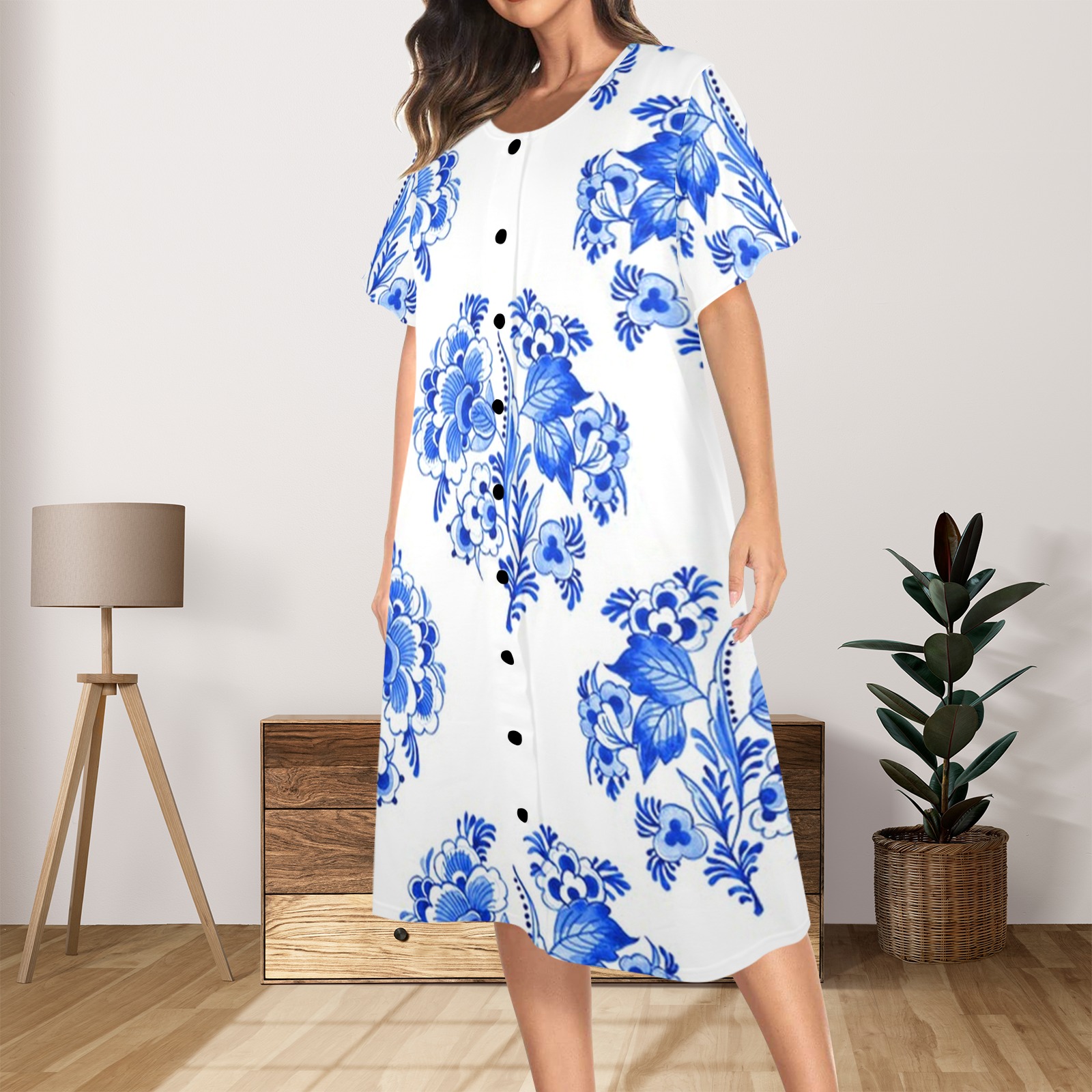 Women's Button Front House Dress