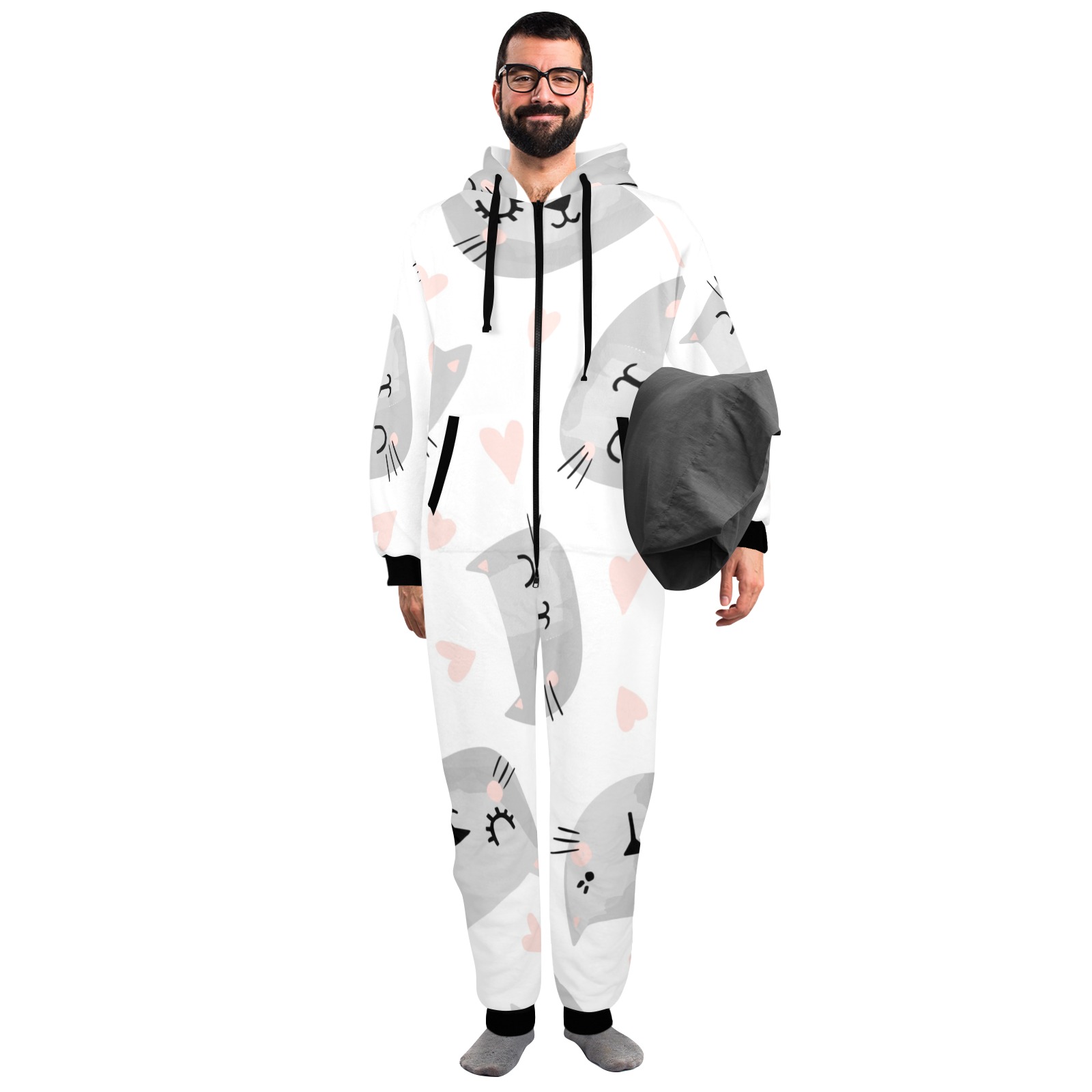 Unisex One-Piece Zip Up Hooded Pajamas