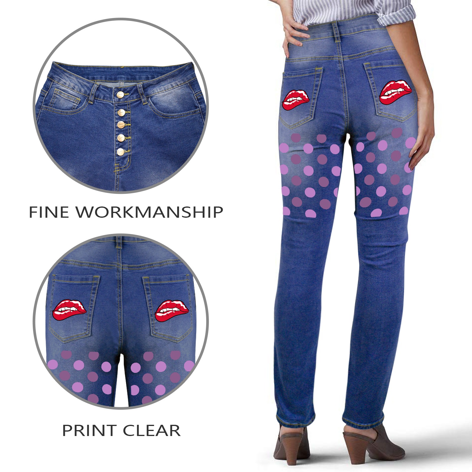Women's Jeans (Back Printing) (Model L75)