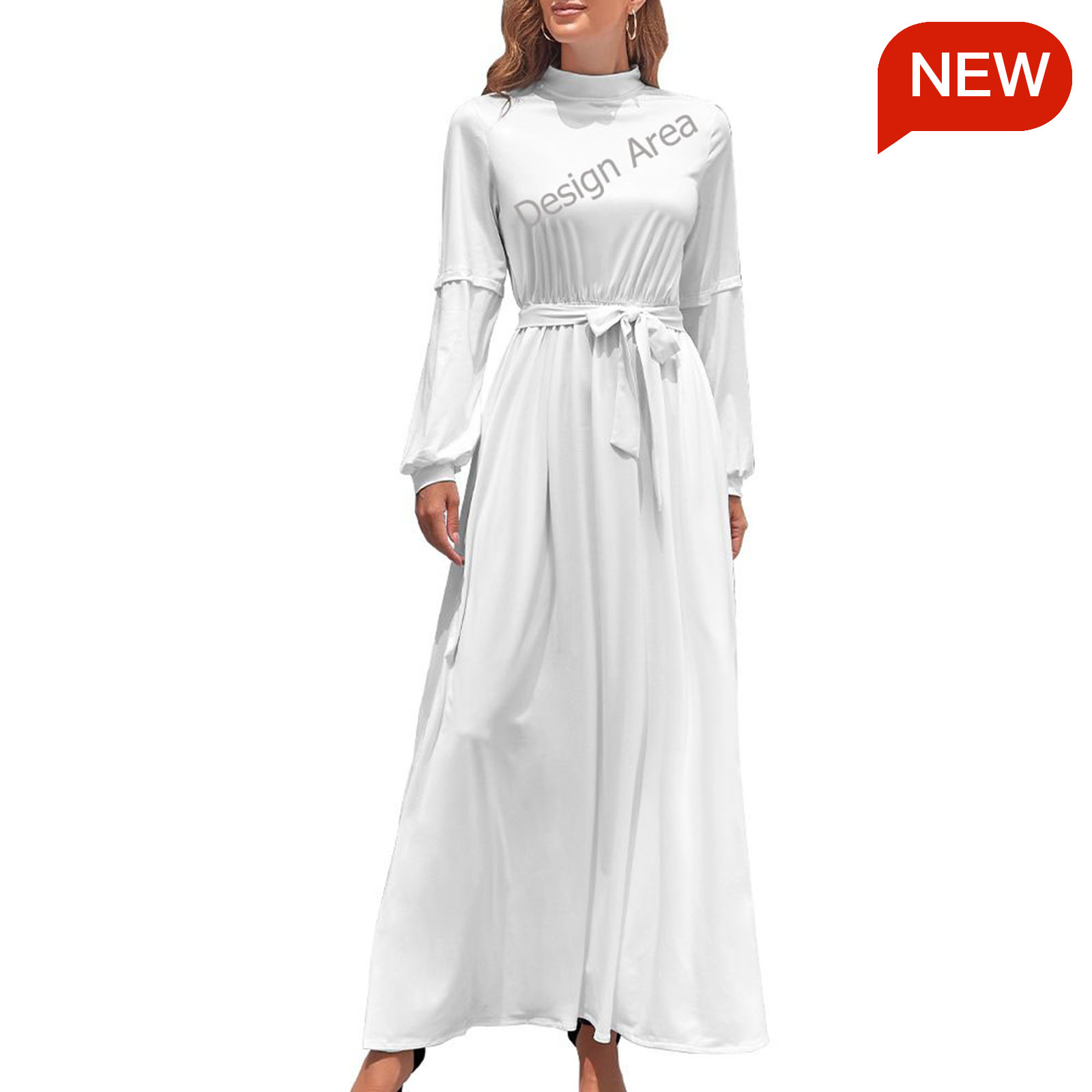 Long Sleeve High Neck Long Dress