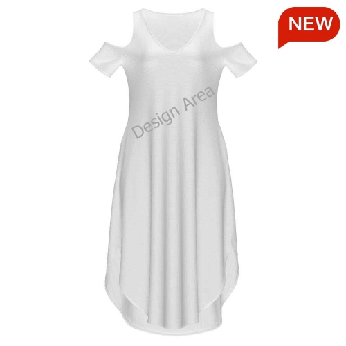 Cold Shoulder Long Split Dress with Pocket