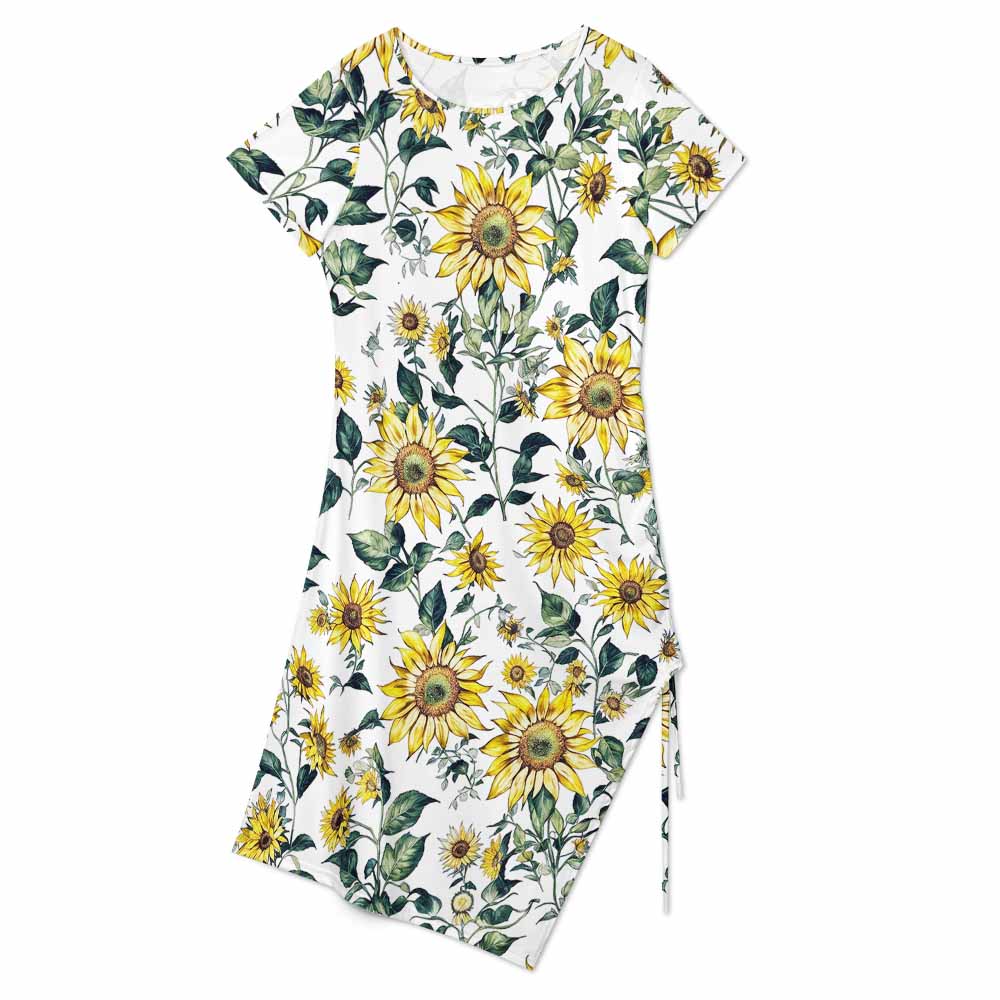 Drawstring Slit Hem Dress