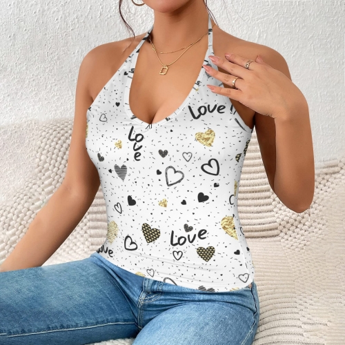 Women's V-Neck Halter Top (Model T83)