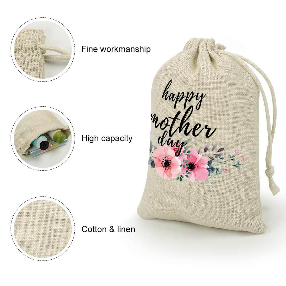 Small Cotton Linen Drawstring Bags