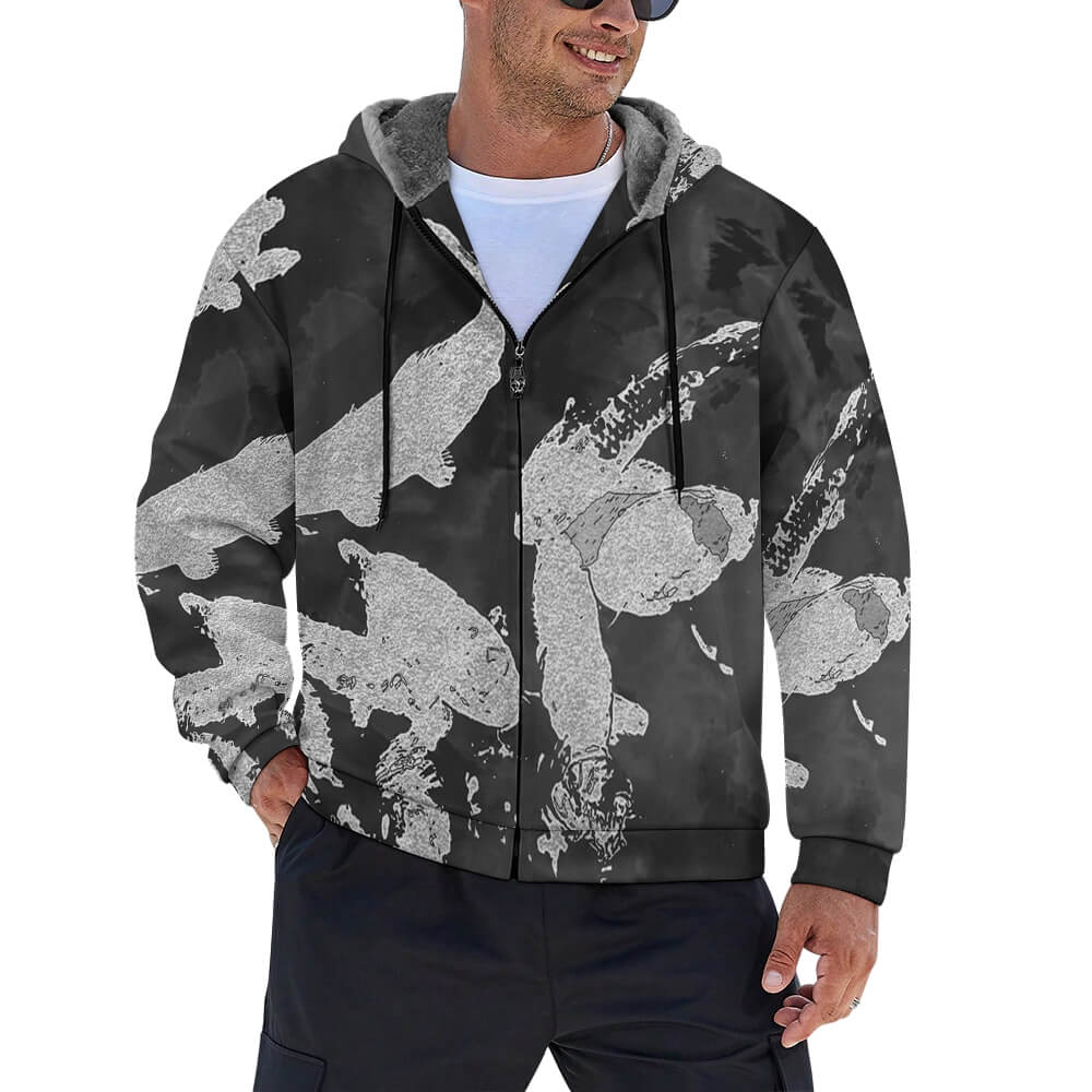 Men's Double Layer Fleece Zippered Hoodie