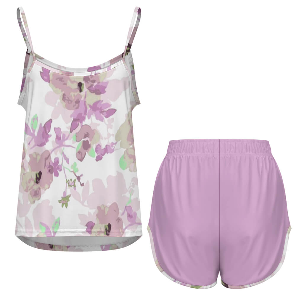 Women's Ice Silk Spaghetti Strap Shorts Pajama Set