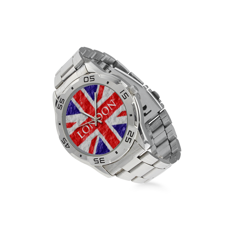 One of a kind Union Jack Flag Men's Stainless Steel Analog Watch(Model ...