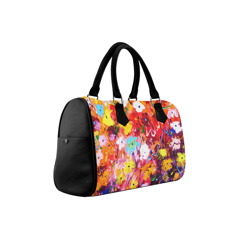 Abstract Flower Painting Design Boston Handbag (Model 1621) | ID: D43182
