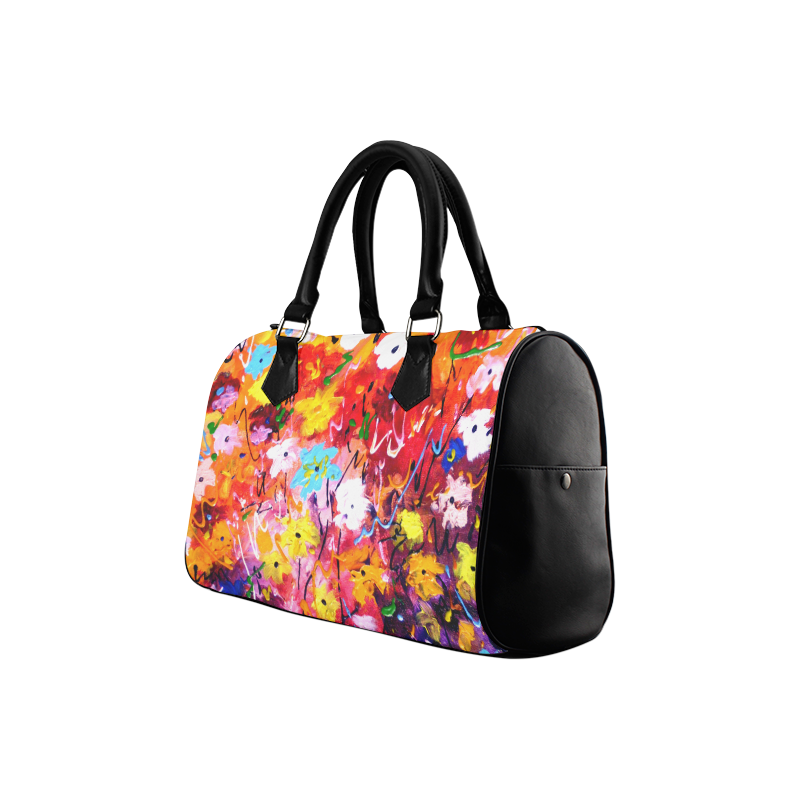 Abstract Flower Painting Design Boston Handbag (Model 1621) | ID: D43182