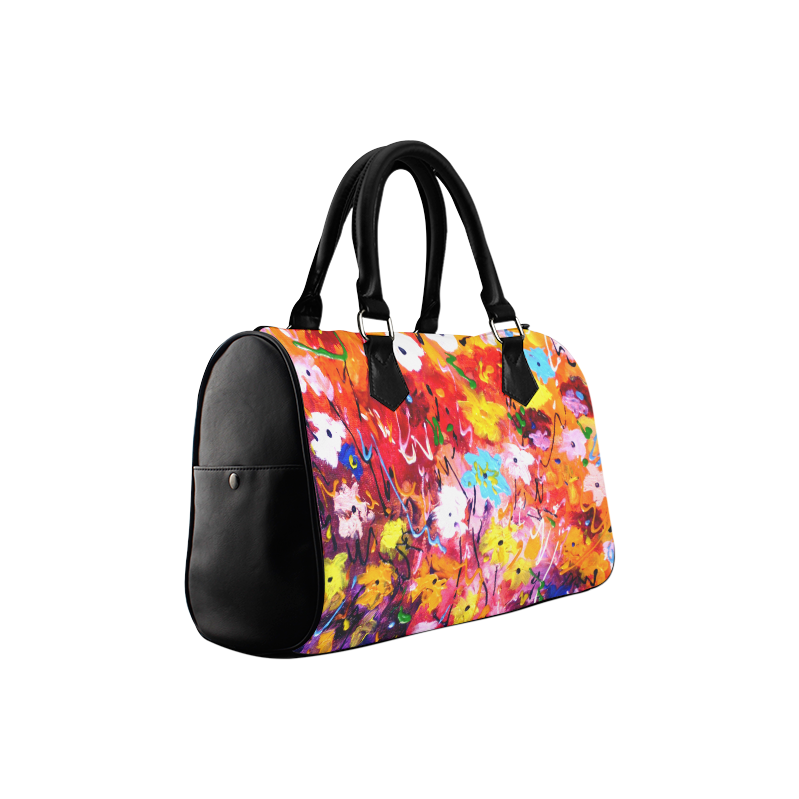 Abstract Flower Painting Design Boston Handbag (Model 1621) | ID: D43182