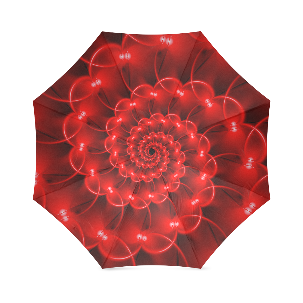 Glossy Red Spiral Foldable Umbrella (Model U01) | ID: D77538