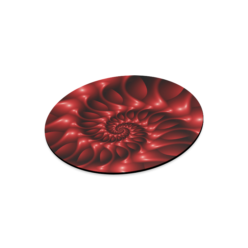 Glossy Red Spiral Round Mousepad | ID: D77497