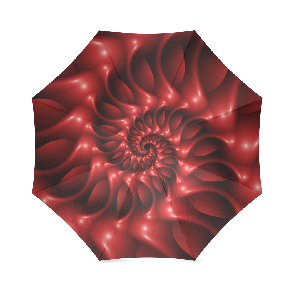 Glossy Red Spiral Foldable Umbrella (Model U01) | ID: D77501