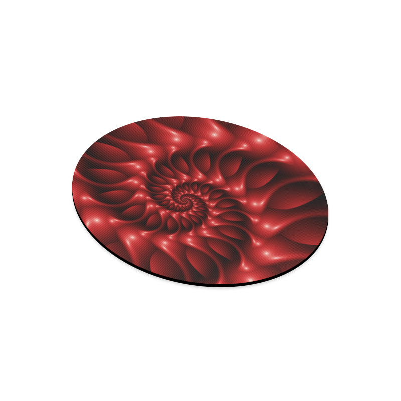 Glossy Red Spiral Round Mousepad | ID: D77497