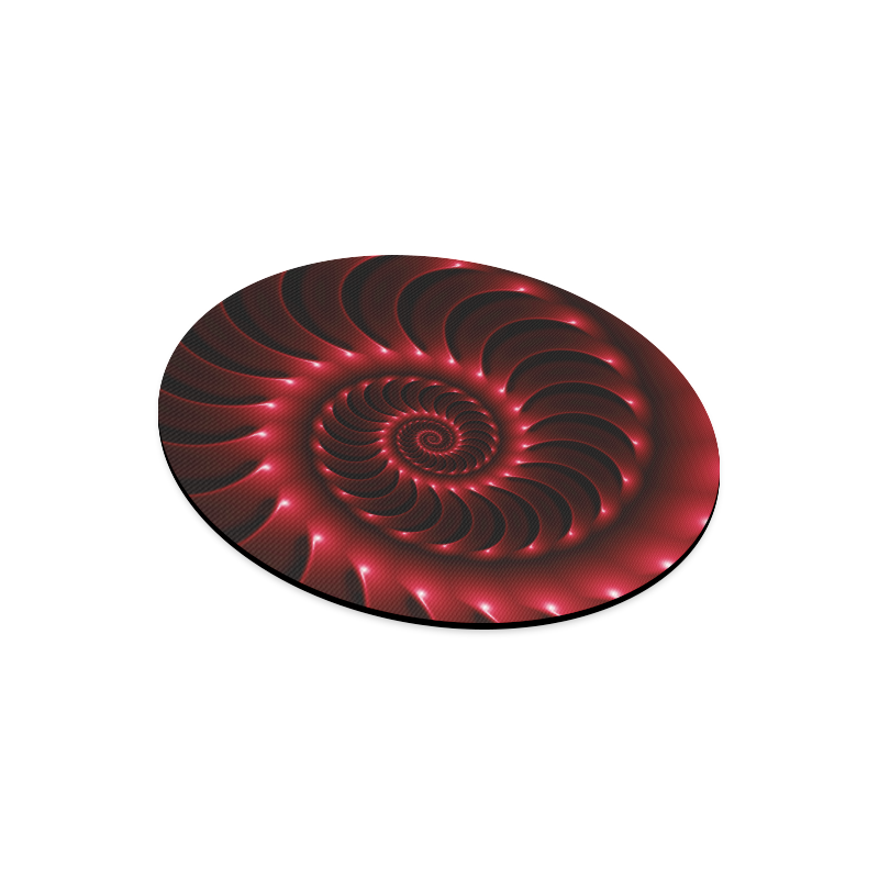 Glossy Red Spiral Round Mousepad | ID: D77472