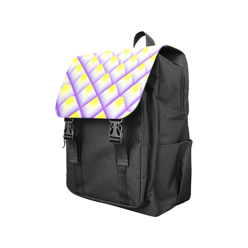 Yellow and Purple 3D Pyramids Pattern Casual Shoulders Backpack (Model ...