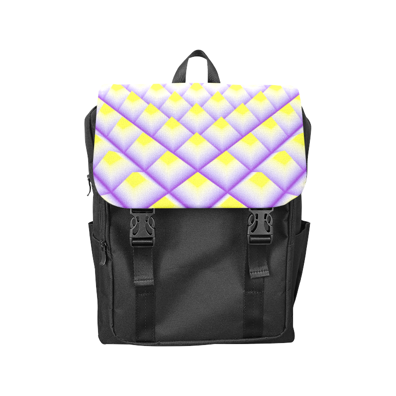 Yellow and Purple 3D Pyramids Pattern Casual Shoulders Backpack (Model ...