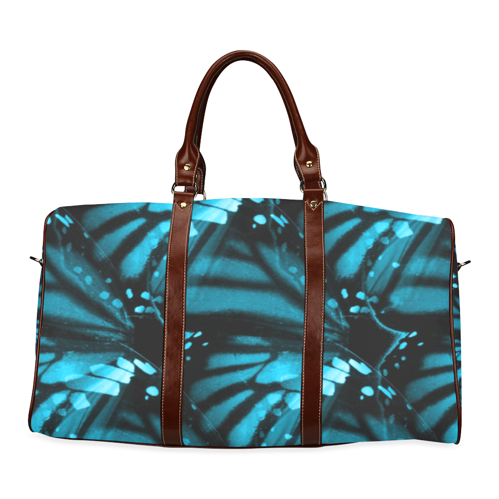 Blue Butterfly Wings Waterproof Travel Bag/Large (Model 1639) | ID: D92319