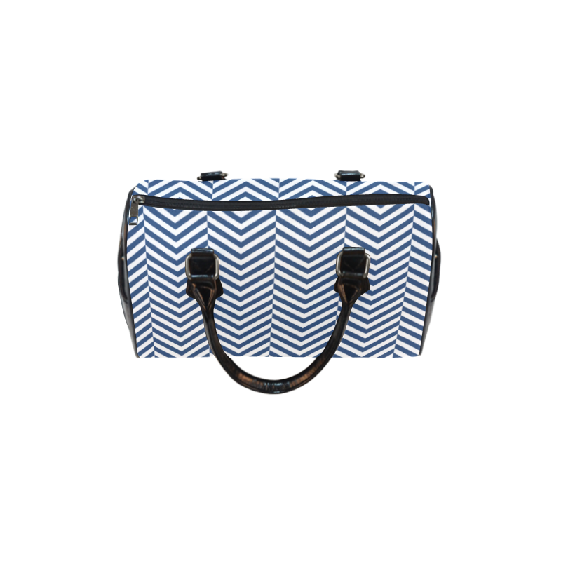 dark blue and white classic chevron pattern Boston Handbag (Model 1621 ...