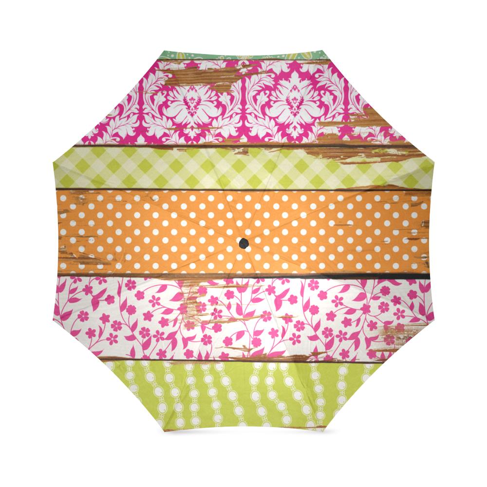 wood chipped painted patterns Foldable Umbrella (Model U01) | ID: D132862