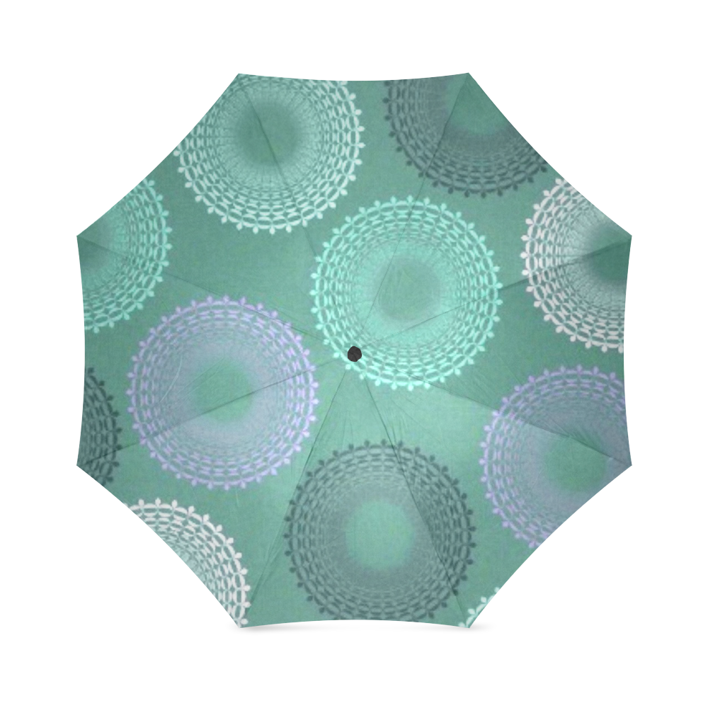 Teal Sea Foam Green Lace Doily Foldable Umbrella (Model U01) | ID: D156627