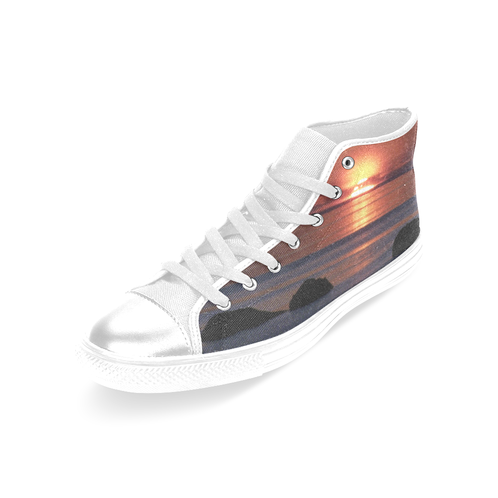 Shockwave Sunset Women's Classic High Top Canvas Shoes (Model 017) | ID ...