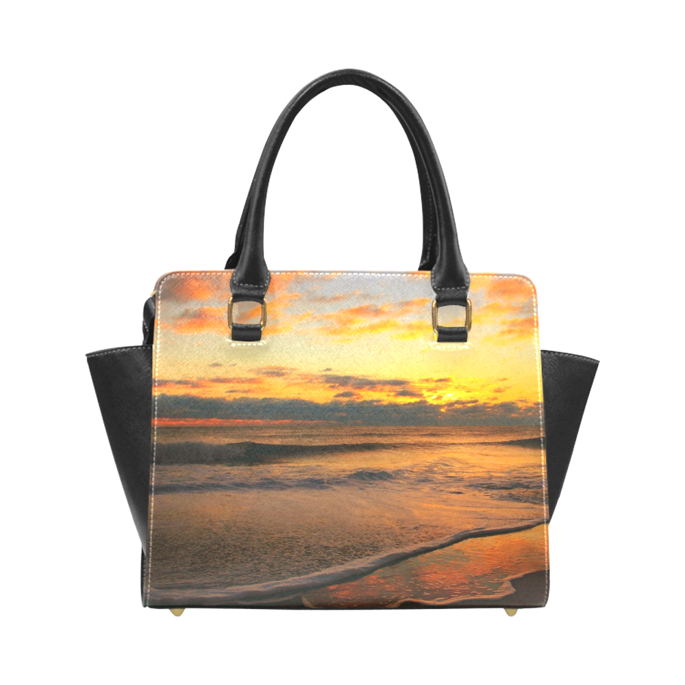 Stunning sunset on the beach Rivet Shoulder Handbag (Model 1645) | ID ...