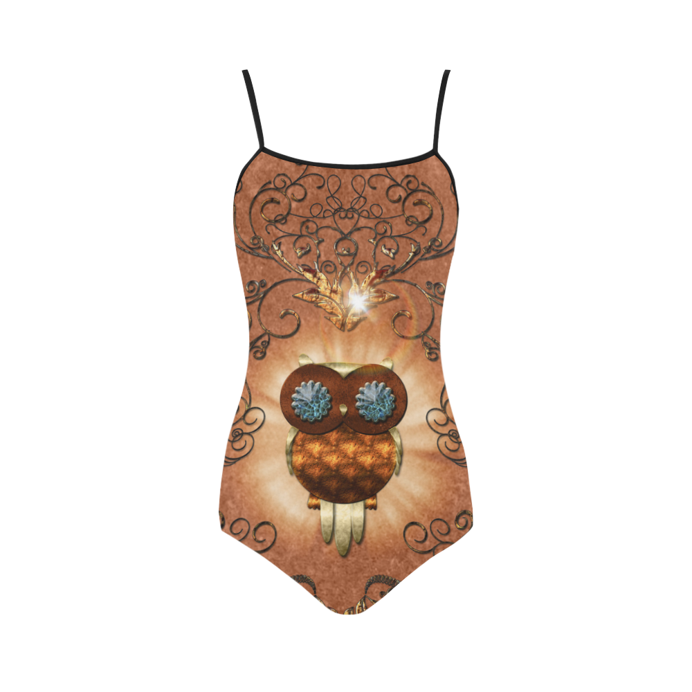 Steampunk, cute owl Strap Swimsuit ( Model S05) | ID: D220315