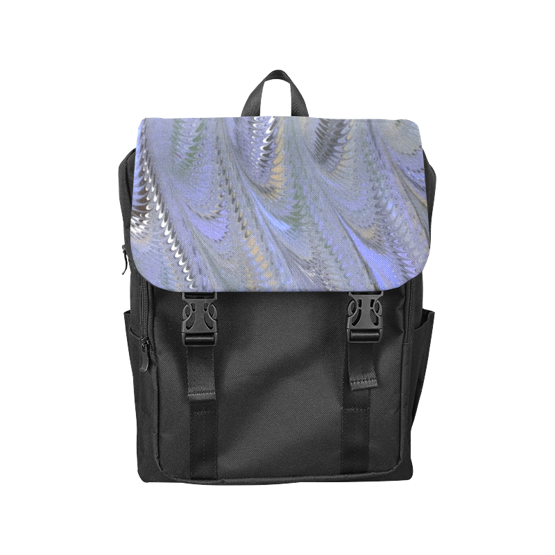 Retro Marbleized Waves Periwinkle Blue Casual Shoulders Backpack (Model ...