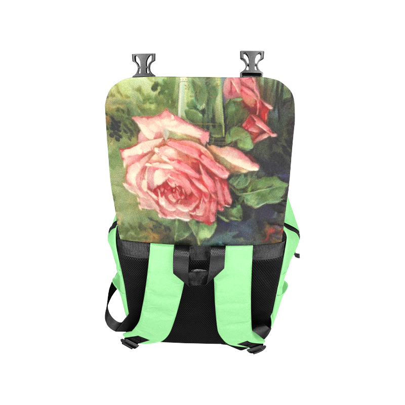Vintage Vase and Pink Roses Casual Shoulders Backpack (Model 1623) | ID ...