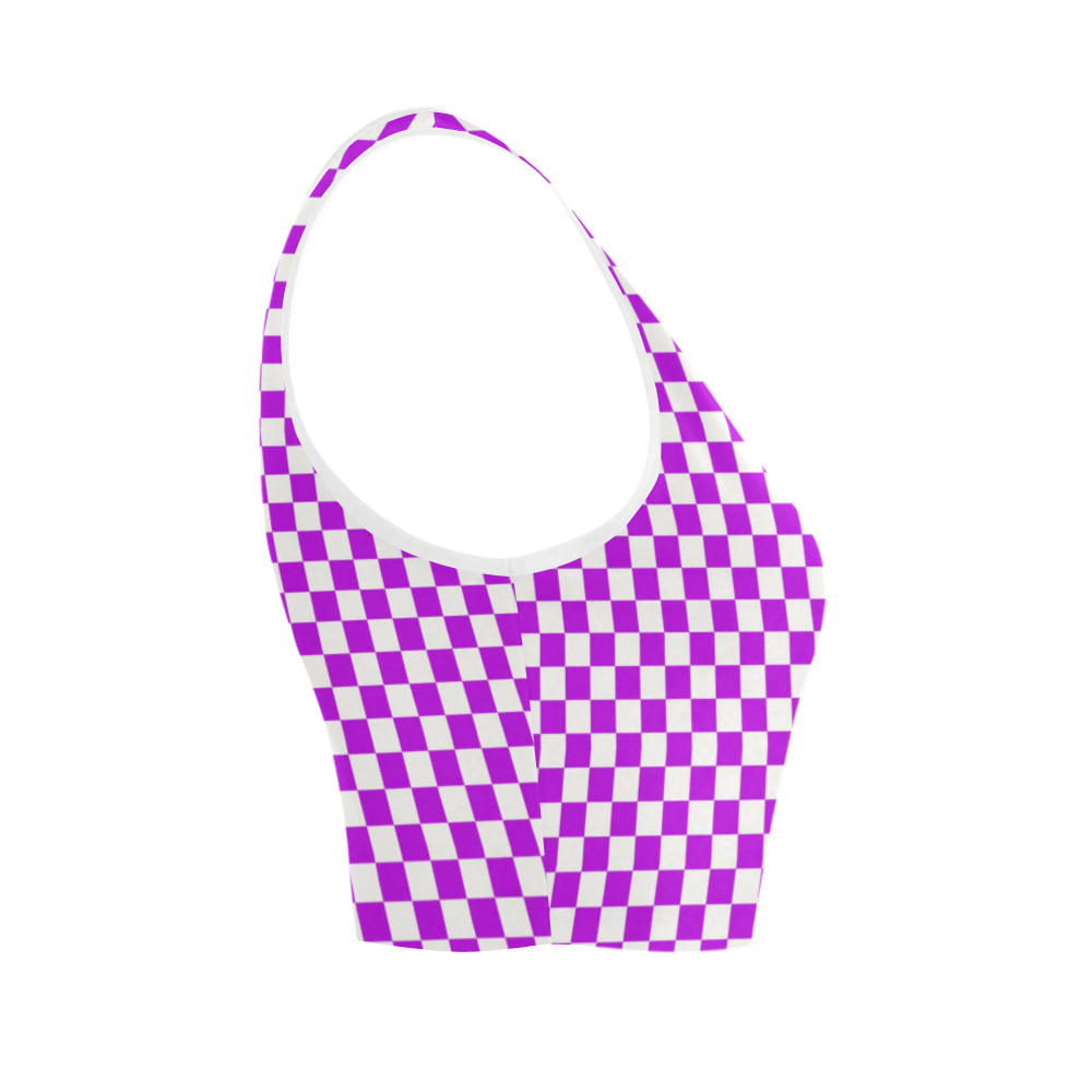 Bright Purple Gingham Women's Crop Top (Model T42) | ID: D243468