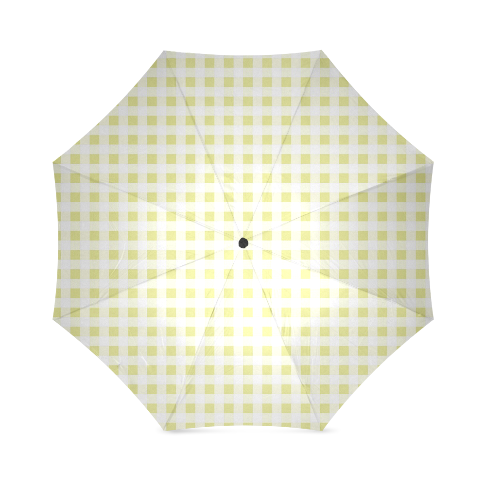 Pale Yellow Gingham Foldable Umbrella (Model U01) | ID: D243597