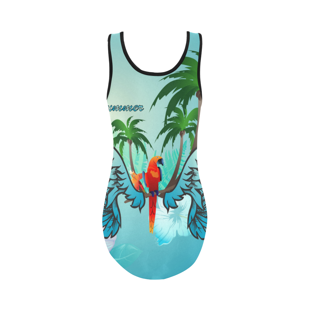 Summer, cute parrot Vest One Piece Swimsuit (Model S04) | ID: D248300
