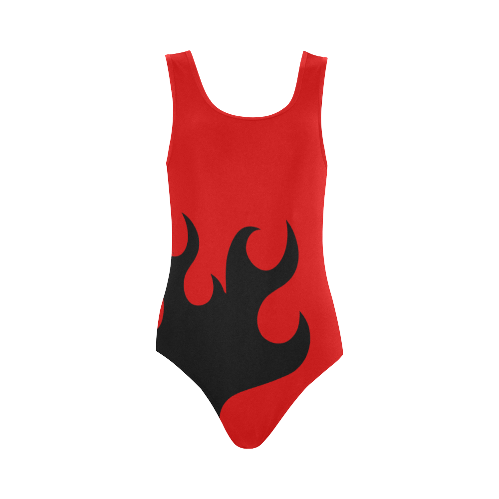 Flames red Vest One Piece Swimsuit (Model S04) | ID: D247642