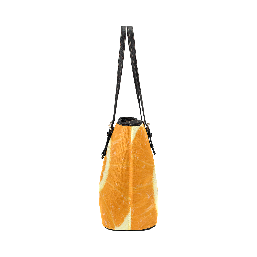 Citrus Orange Spiral Droste Leather Tote Bag/Large (Model 1651) | ID ...