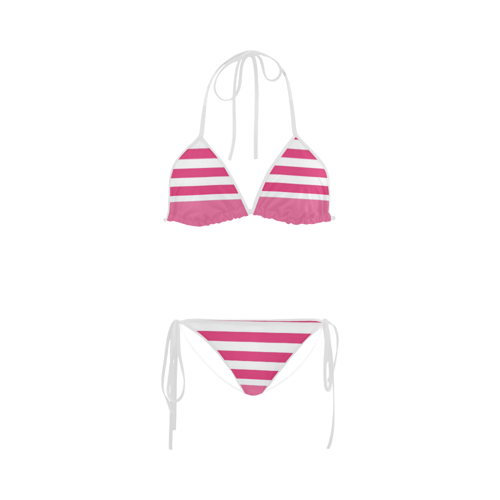 pink and white stripes 2 Custom Bikini Swimsuit | ID: D254792