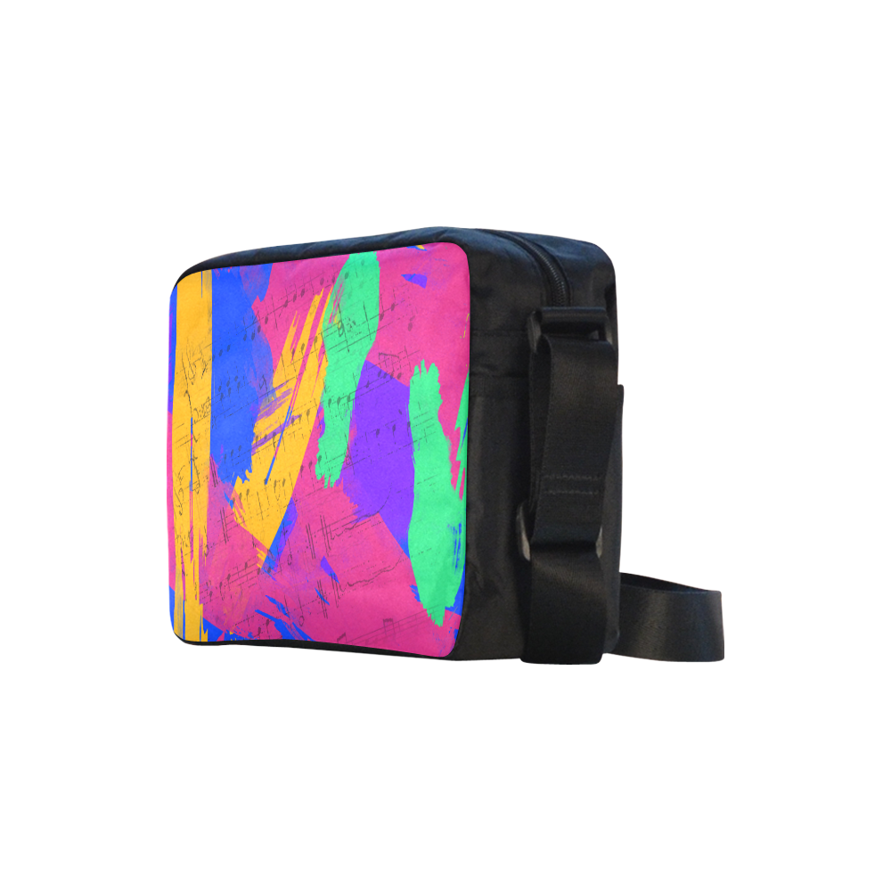 Groovy Paint Brush Strokes with Music Notes Classic Cross-body Nylon ...