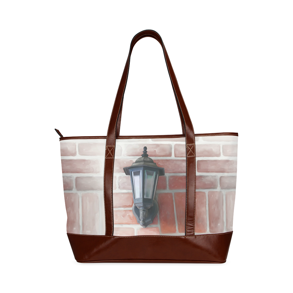 Lamp, Red Brick Tote Handbag (Model 1642) | ID: D257448