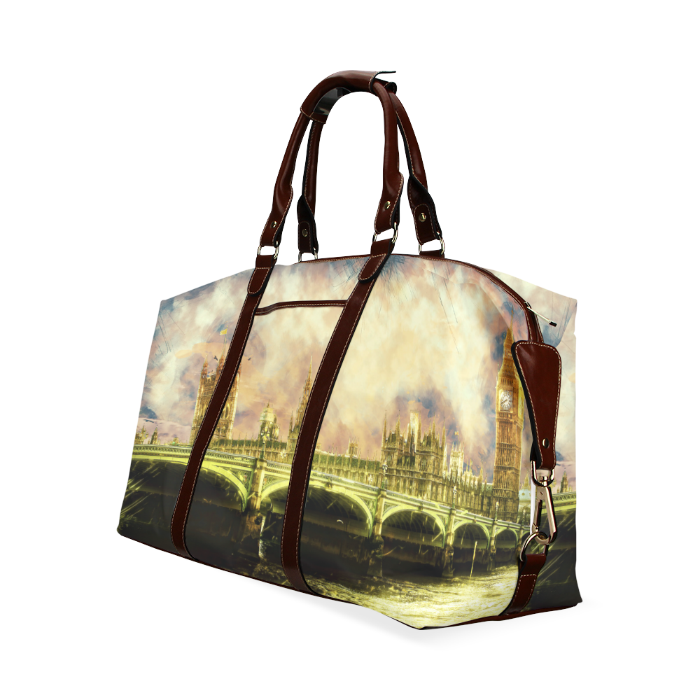 Abstract Golden Westminster Bridge in London Classic Travel Bag (Model ...