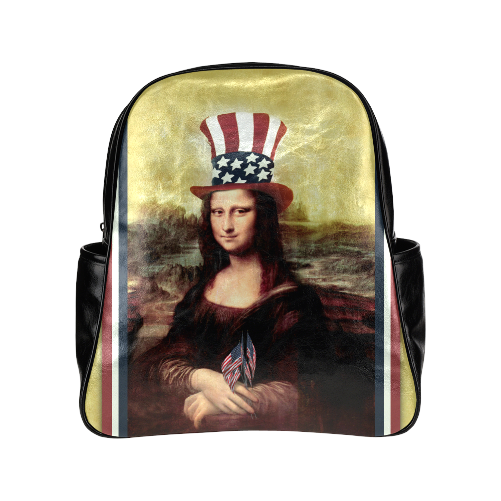 Patriotic Mona Lisa - 4th of July Multi-Pockets Backpack (Model 1636 ...
