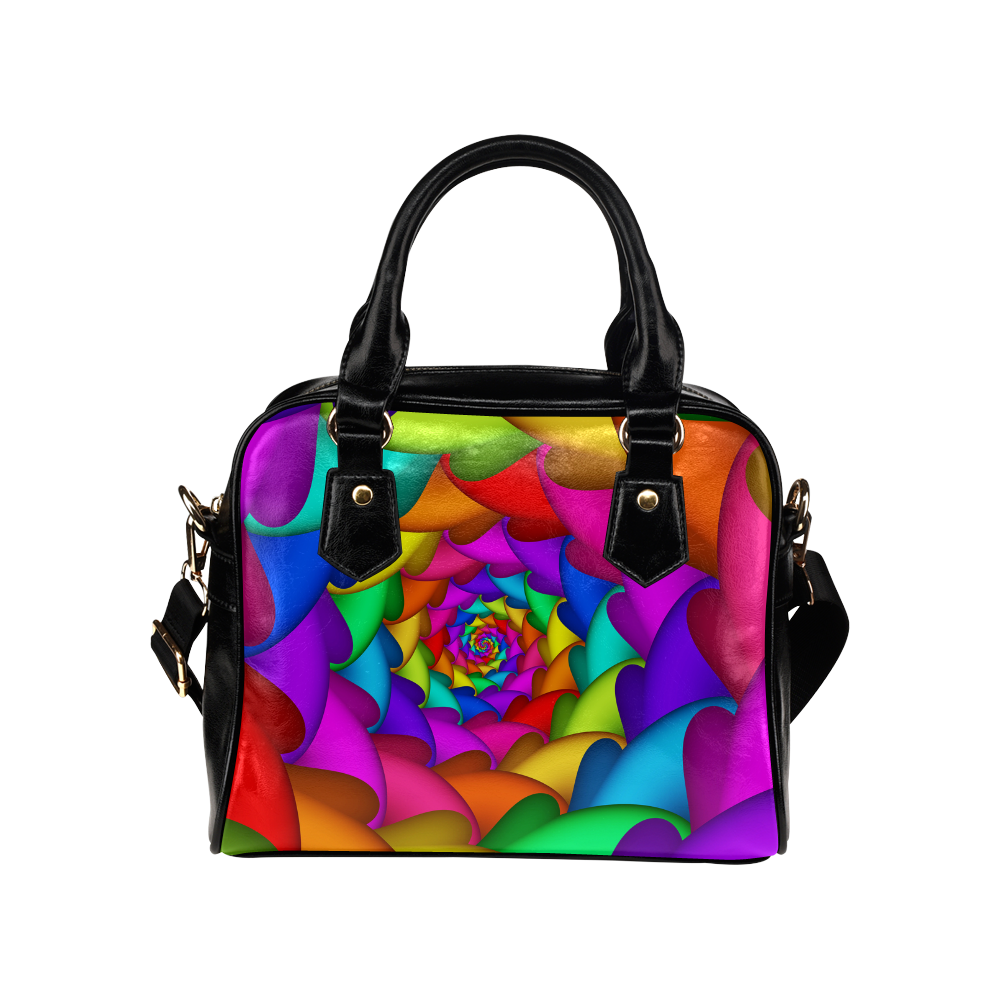 Psychedelic Rainbow Spiral Shoulder Handbag (Model 1634) | ID: D272137