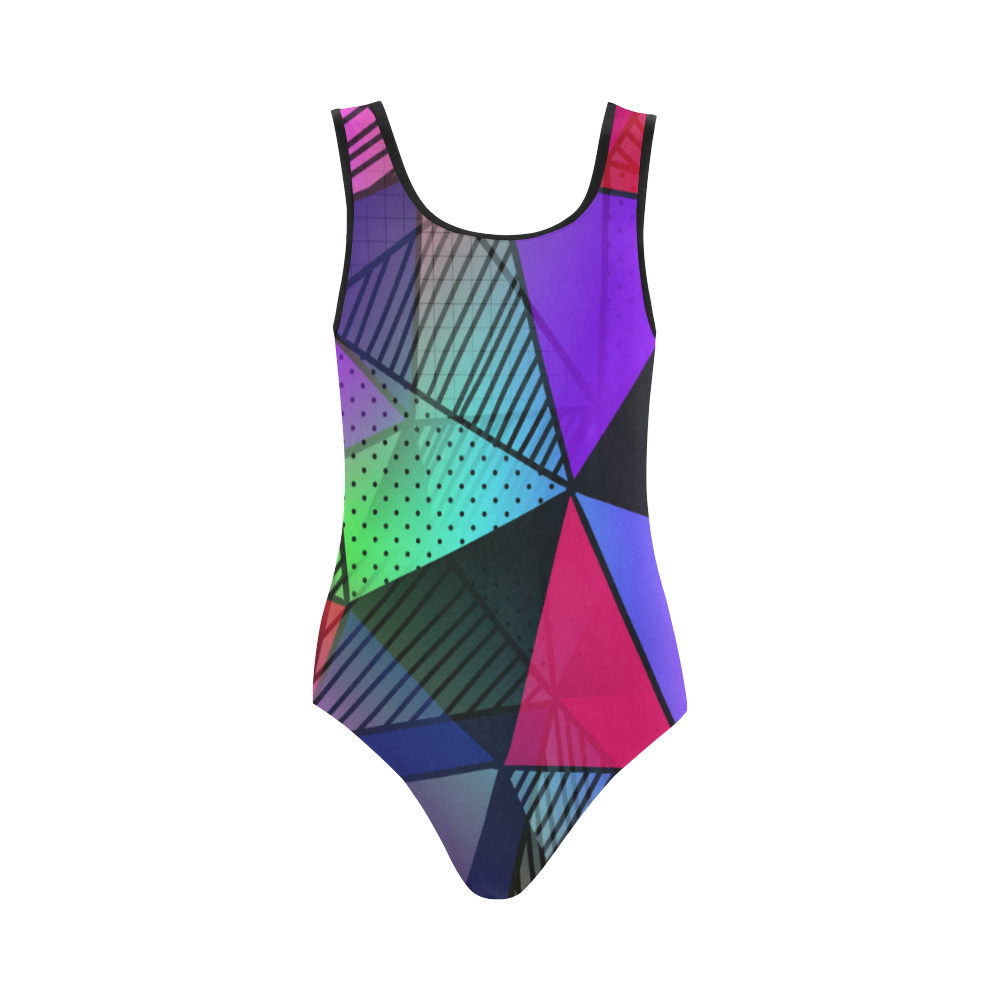 Modern Triangles Vest One Piece Swimsuit (Model S04) | ID: D282480