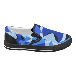 A201 Abstract Shades of Blue and Black Women's Slip-on Canvas Shoes ...