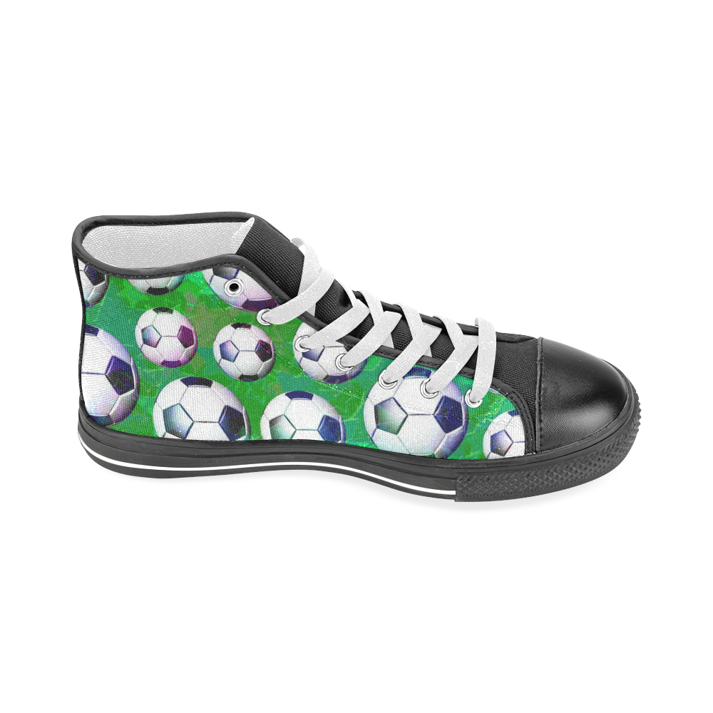 Soccer Ball Football Pattern Men’s Classic High Top Canvas Shoes (Model ...