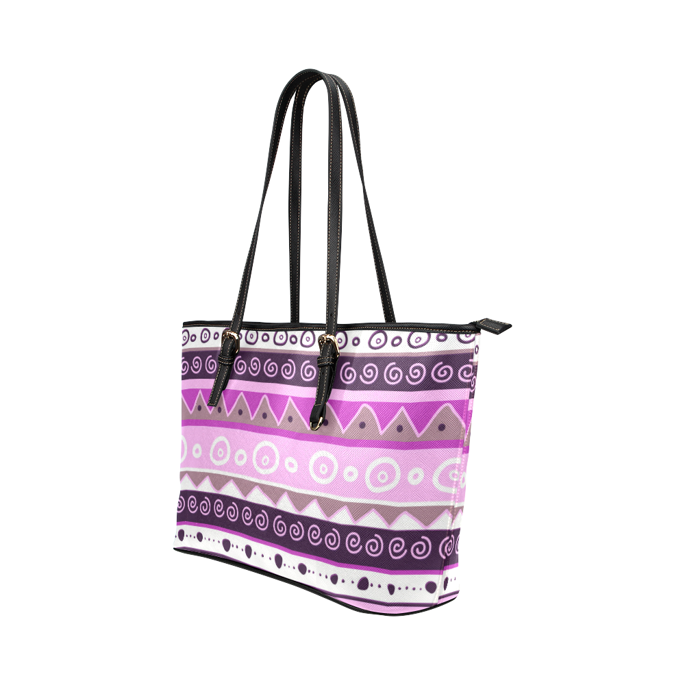Lavender Trible Leather Tote Bag/Large (Model 1651) | ID: D299464