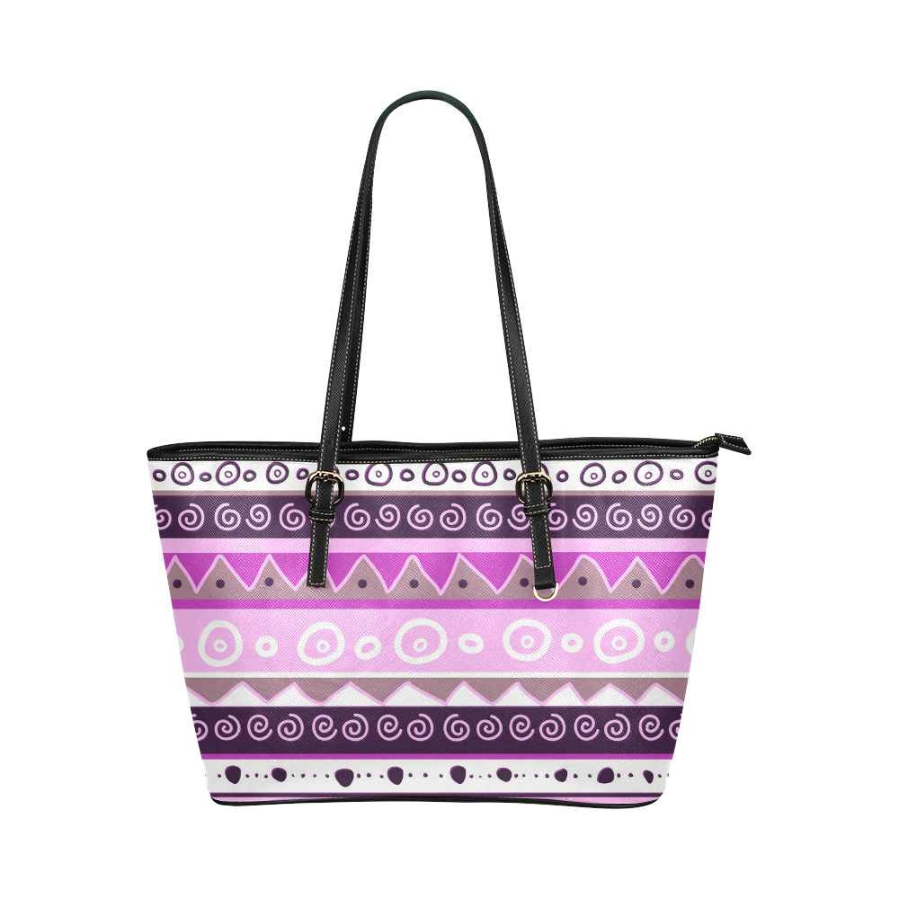Lavender Trible Leather Tote Bag/Large (Model 1651) | ID: D299464